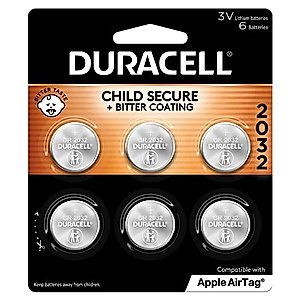 Duracell CR2032 3V Lithium Battery, Child Safety Features, 6 Count Pack, Lithium Coin Battery for Key Fob, Car Remote, Glucose Monitor, CR Lithium 3 Volt Cell