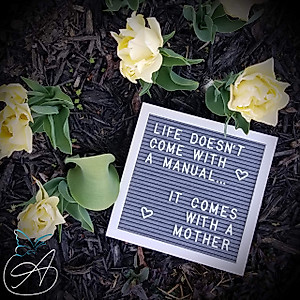 Felt Letter Board with Letters Set and Stand - 10x10 Inch, Dark Gray Color, 340 White Characters and Emoji with Bag - Pregnancy Must Haves, Perfect for a Baby Annoucement! (White/Gray)