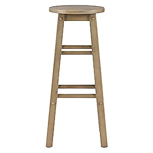 Linon Zeke Grey Wash 29" Barstool with Round Seat