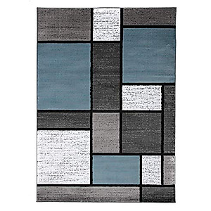 Contemporary Modern Boxes Area Rug 7' 10" X 10' 2" Blue/Gray