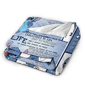 Cute Blue Alien Monster Plush Flannel Blanket Lightweight Soft Cozy Fuzzy Warm Fleece Throw for Couch Sofa Bedroom Living Room