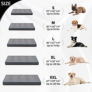 M Waterproof Dog Beds - Outdoor Dog Bed Washable with Oxford Fabric Surface, Egg Crate Orthopedic Foam Pet Bed up to 50lbs with Removable Cover, Machine Washable (Grey,30"x20"x4")