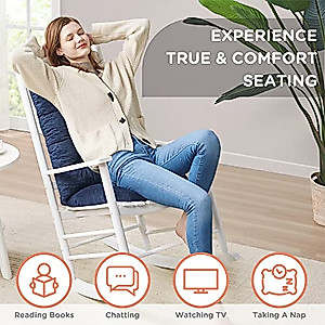 Codi Rocking Chair Cushion Outdoor, Rocker Cushions Water Resistant | Best for Porch Patio Chairs Replacement Pads | Two 17x17 Seat with Two 17x21 Back, Comfortable Memory Foam Add, Navy