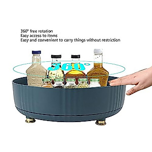 banapoy Lazy Susan Turntable, Round 360 Rotating Spice Organizer Rack Multifunctional Spinning Lazy Susan Display Tray, Non Skid, for Kitchen Countertop Makeup (Blue)