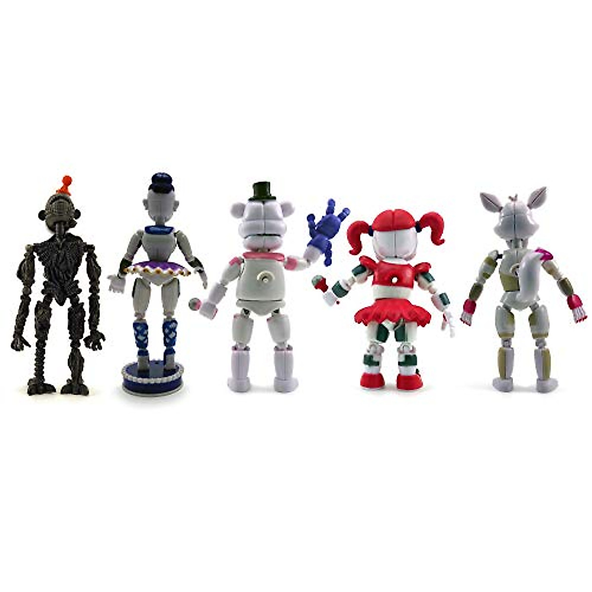 Toysvill Inspired by FNAF Sister Location Action Figures Toys (Set of 5 pcs), More Than 5 inches [Funtime Freddy Bear, Circus Baby, Ennard, Ballora, Funtime Foxy], Fun Action Simulator