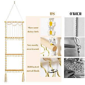 jontell Daisy Hair Bow Holder Bows Organizer For Wall Girls Hair Bows Hanger Necklace Display with 5 Functional Areas Baby Headband Hair Accessories Organizer