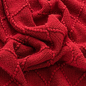 BATTILO HOME Christmas Decor Red Throw Blanket for Couch, Boho Bed Throws for Foot of Bed, Decorative Red Throws for Sofa Living Room, 50"x60"