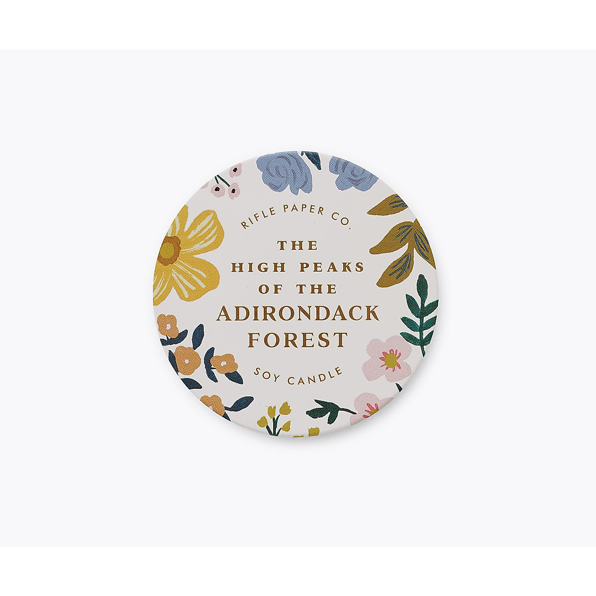 RIFLE PAPER CO. 3 Oz Tin Candle | Festive Occasions and Gatherings with Decorative Box and Festive Labels On Soy Candle Base and 40+ Hour Burn Time, The High Peaks of The Adirondack Forest