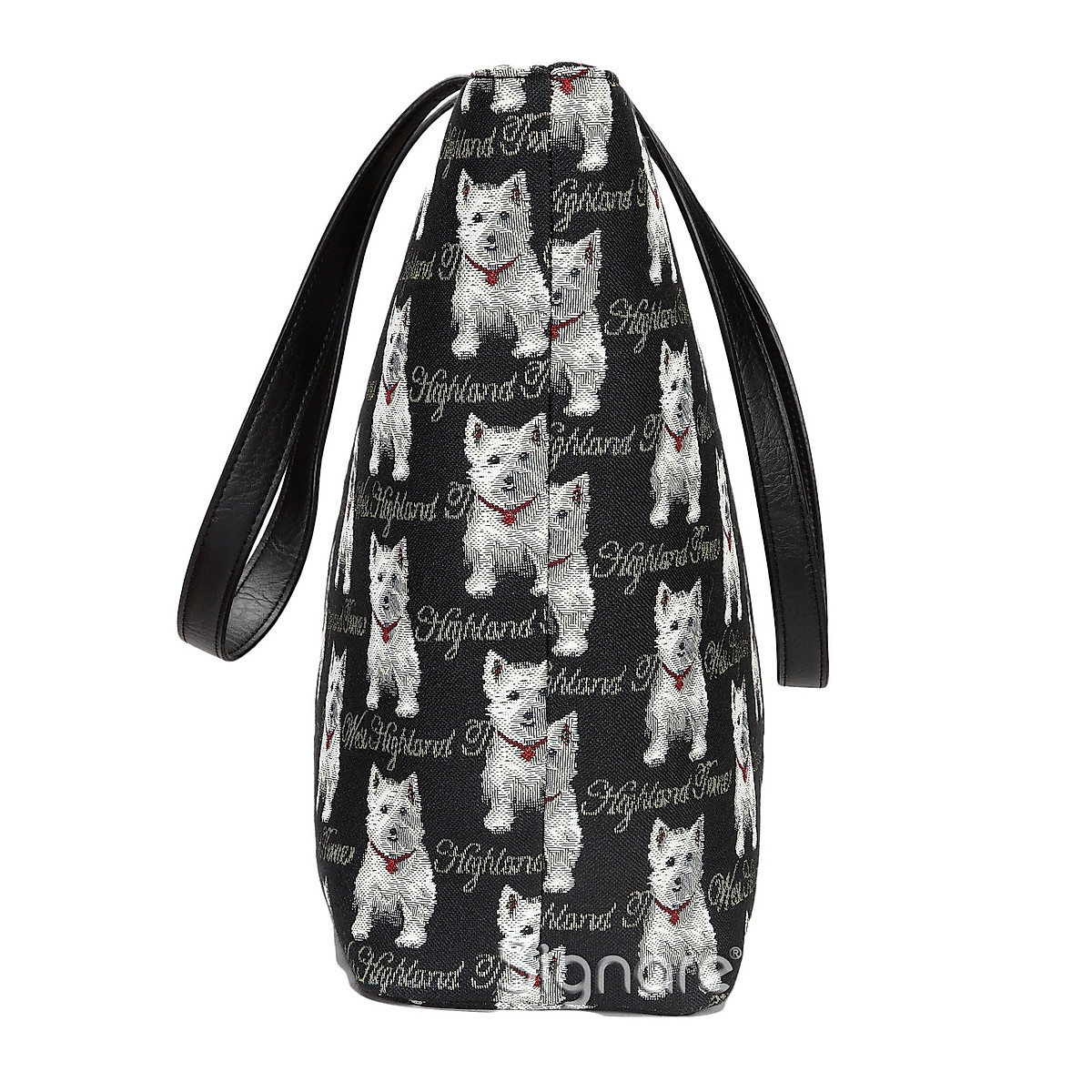 Signare Tapestry Shoulder Bag Tote Bag for Women with Black & White Westie Dog Design (SHOU-WES)