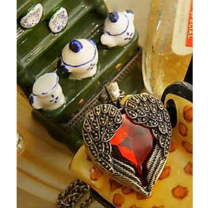 Nattaphol 2018 Selling Fashion Pendant Every Heart Card Necklace Vintage red Wing Crystal Heart Pendant Necklaces Womens jewelery