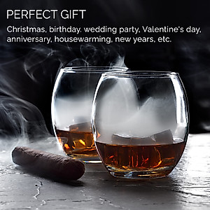 Volarium Drinking Glasses Never Spill Tumbler Set of 6, Old Fashioned Whiskey Glass, Brandy Whiskey Curved Glass Set, Scotch Glasses with Heavy Base, 13 3/4 oz