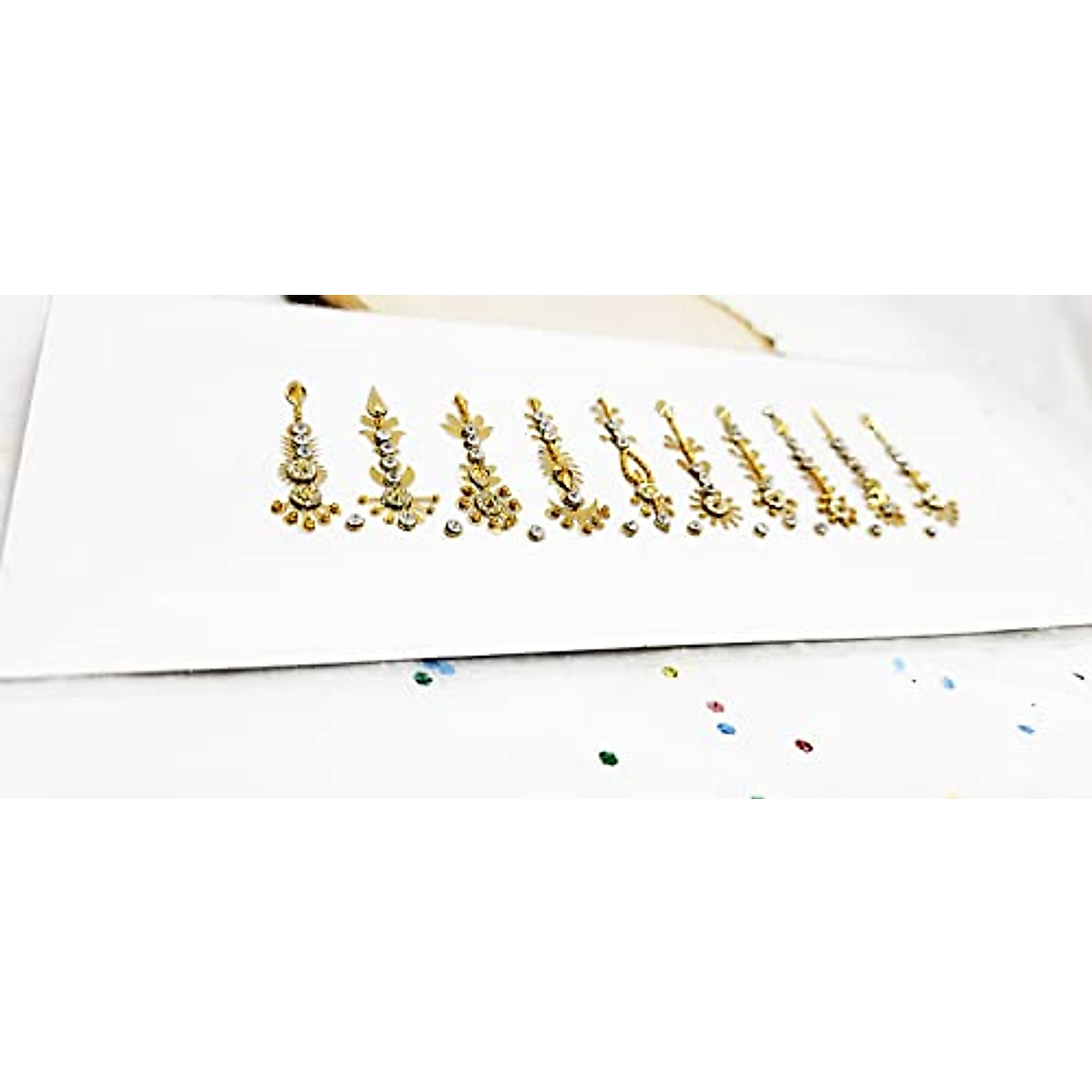 Angelic BINDI Set. Gold Face Gems Jewels. 10 Bindis and 9 Studs. Gift for Her.