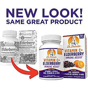 Best 7 in 1 Immune Support Booster Supplement with Elderberry Sambucus, Vitamin C, Zinc, Organic Elderberry - Dr. Danielle, 120 Capsules