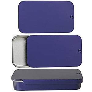 FMHXG 6pcs Metal Tin Box Portable Small Container Storage Case Rectangular Sliding Lid Tin Boxes for Drawing Pin Nail Art Bead Earring and Jewelry Craft Organizing, Sapphire Blue