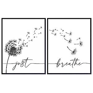 Just Breathe Wall Art - Inspirational Quotes Wall Decor - Encouragement Gifts for Women - Positive Quotes Wall Decor - Uplifting Gifts for Women - Bedroom Wall Art - Living Room Wall Art 8x10 Unframed