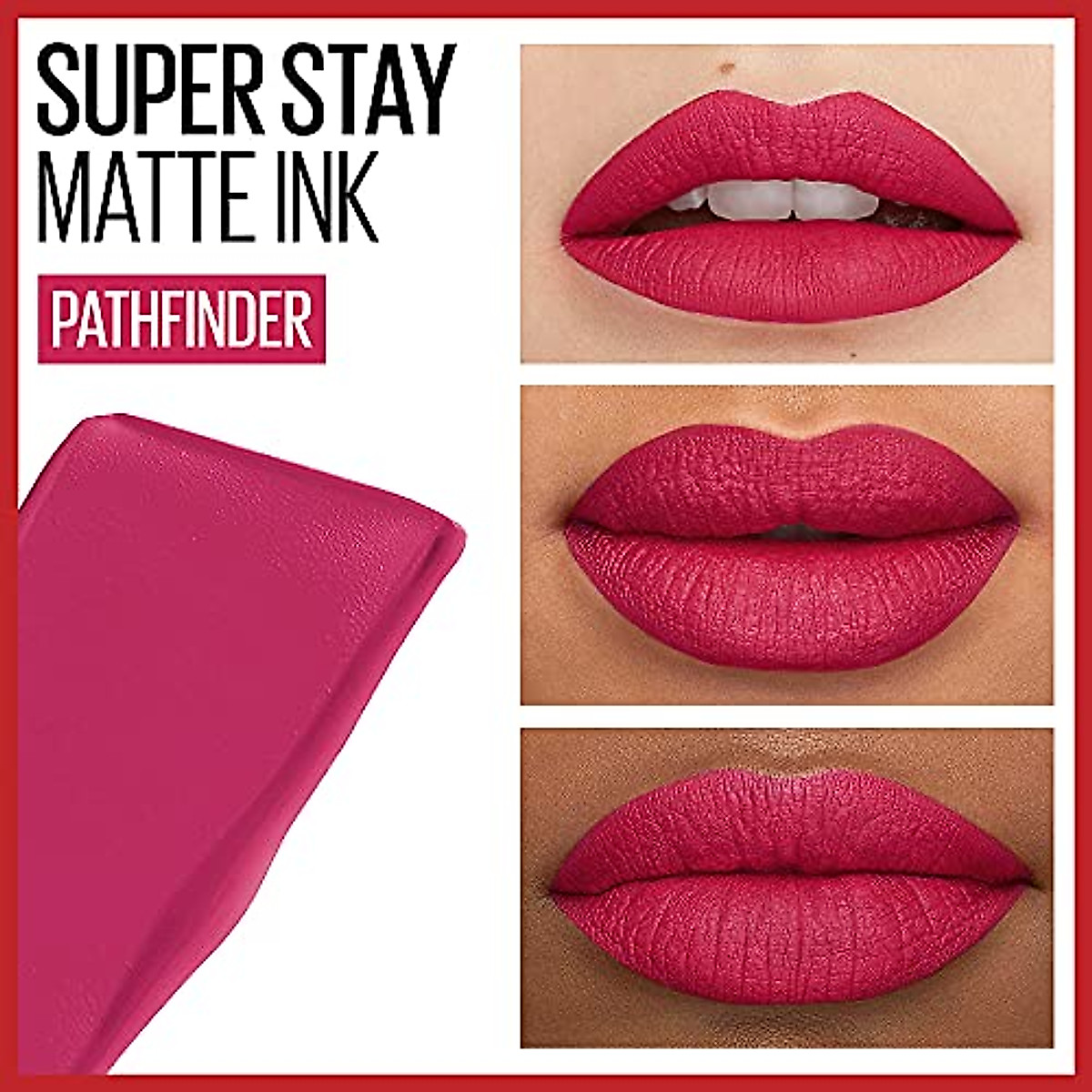 Maybelline Super Stay Matte Ink Liquid Lipstick Makeup, Long Lasting High Impact Color, Up to 16H Wear, Pathfinder, Berry Pink, 1 Count