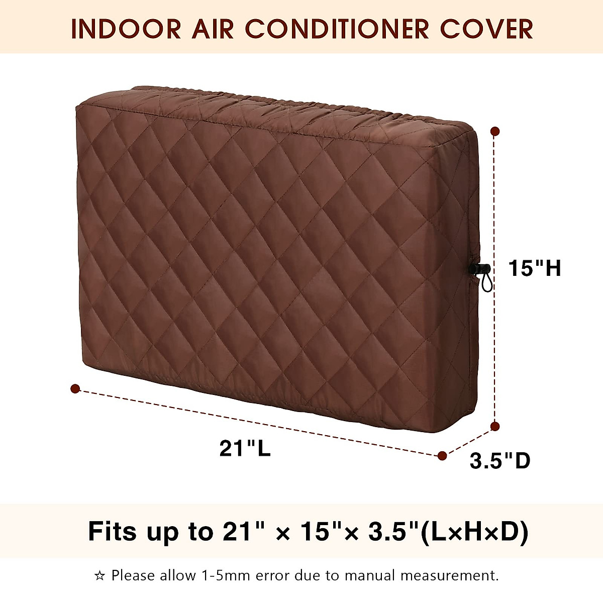 KylinLucky Indoor Air Conditioner Cover AC Cover for Inside Window Unit 21 x 15 x 3.5 inches(L x H x D),Brown