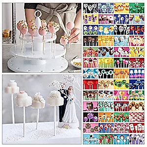 300 Pcs 6inch Lollipop Sticks, Cake Pop Lollipops, Chocolates and Cookies Bag Set Including 100 Parcel Bags, 100 Papery Treat Sticks, 100 Gold Twist Ties