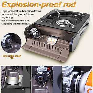 Runnatal Portable Camping Stove, 3300W High Power Butane Stove, Windproof Camping Stove, High Temperature Resistance, Perfect for Camping, Hiking and Emergency