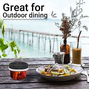 [Black - 12 Pk] Airtight Deli Containers with Lids Twist Lock Top Clear Food Storage for Meal Prep Snacks and Leftovers Freezer and Microwave Safe Stackable Leak-Resistant and 12 Pc. Set (4 Ounce)