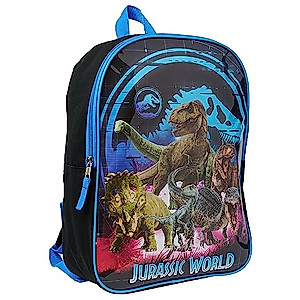 Jurassic World 15" Backpack Dinosaurs T-Rex Velociraptor Carnotaurus Boys Kids