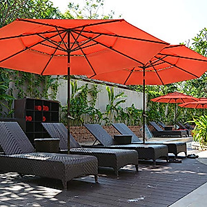 Yescom 11ft 3 Tier UV70+ Push Tilt Patio Umbrella Crank Handle Outdoor Yard House Pool Garden Deck Table Orange