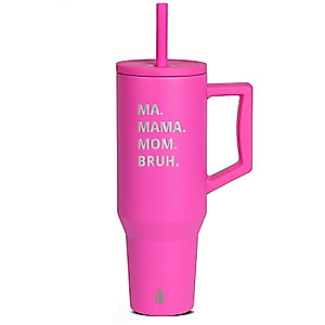 Best Valentine 40oz Tumbler for Her - Insulated Travel Tumbler with Handle, Lid and Straw - Gift for Mom & Mother In Law on Valentine's Day, Birthday & Mother’s Day - Hot Pink