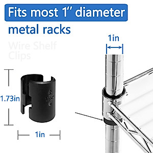 Wire Shelf Clips - 28 Pack Plastic Metal Shelf Clips, 1 Inch Wire Shelf Clips for 1" Post, Black Wire Shelving Clips- Shelving Sleeves Replacements for Wire Shelving System (14 Pairs)