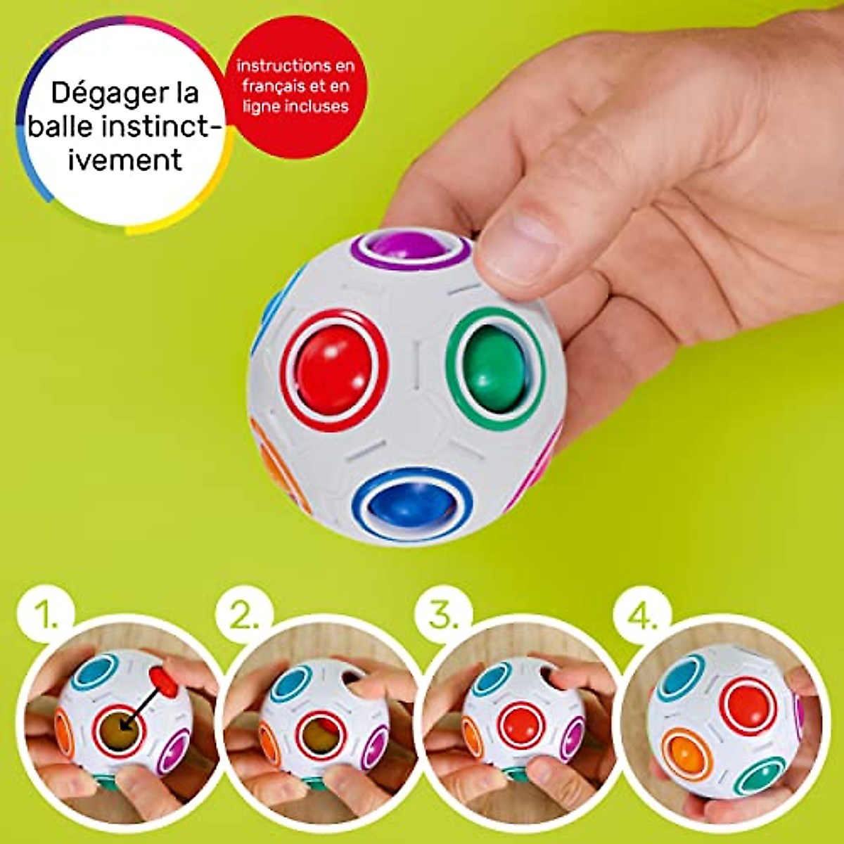 CUBIDI® Original Rainbow Puzzle Ball I Brain Teasers for Kids Ages 6-10 I for Boys and Girls 6+ Years I Travel Toy for Children | Fidget Ball Magic Ball