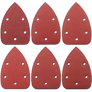 Detail Sander Paper, 80-600 Grits, Hook and Loop Backing, 5 Holes, for Sanding and Polishing, 60 Sheets