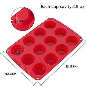 Webake Muffin Pan 12 Cup, European Silicone Cupcake Pan, Nonstick Muffin Tray Cupcake Liner Egg Muffin Tin, 2 Pack Baking Molds Silicone Bakeware
