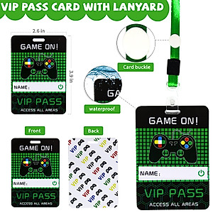 Bluegogo Video Game Party Favors, Gamer Party Favors - VIP Passes Keychains Tattoo Stickers Shoe Charms Button Caps Bags for Gaming Party Favors