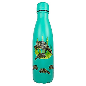NatureVac Sea Turtle - Stainless Steel Thermal Insulated 17 oz Water Bottle - Drink Stays Hot for 12 Hours and Cold for 24 Hrs Leakproof Vacuum Flask Water Bottle for Gym, Travel, Sports, School