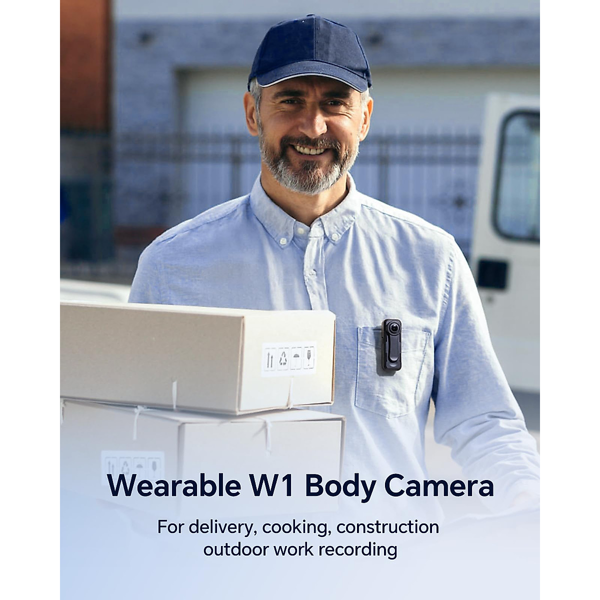 BOBLOV W1 64GB HD 1080P Body Worn Camera, Wearable Body Camera with 2 Clips, Loop Recording Video Camera, Support Time Stamp, Back Clip for Traveling, Driver, Delivery Man, Lecture Recording