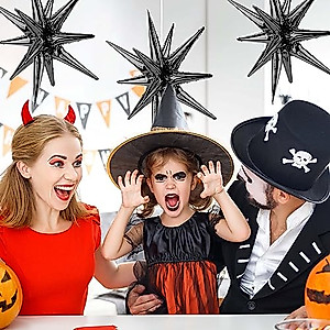 Cadeya 8 Pcs Star Balloons, Huge Black Explosion Star Aluminum Foil Balloons for Birthday, Baby Shower, Wedding, Bachelorette Party, Black Party Decorations Supplies