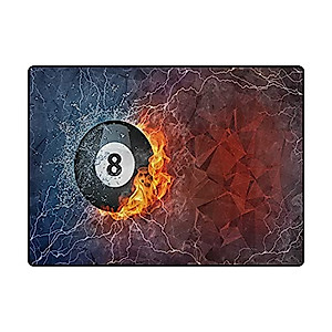 ALAZA Billiard Ball Fire Water Non Slip Area Rug 4' x 5' for Living Dinning Room Bedroom Kitchen Hallway Office Modern Home Decorative
