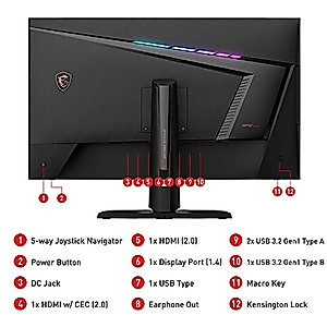 MSI Full QHD Anti-Glare 1ms 2560 x 1440 175Hz Refresh Rate HDR Ready USB/DP/HDMI 31.5” Monitor (Optix MPG321QRF-QD)