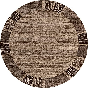 Unique Loom Del Mar Collection Area Rug-Transitional Inspired with Modern Contemporary Design, 6 ft x 6 ft, Light Brown/Beige