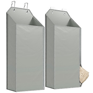 MaxGear Hanging Laundry Hamper, Over the Door Hamper with 2 Kinds of Hooks for Dirty Clothes Organizer, Wall Hanging Laundry Basket with Zipper for Bathroom, Wardrobe, Dormitory (Grey-1 Pack)