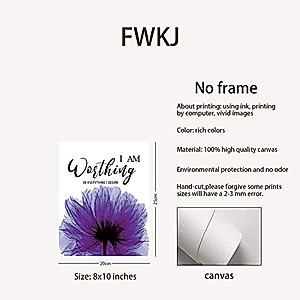 FWK Purple Elegant Tulip Inspirational Quotes Wall Decor Bathroom Wall Art Painting Spa Bathroom Woman Girl Bedroom Living Room Art Prints Set of 6 (8”X10” Canvas Picture) Home Decor Unframed