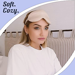 MATASSE Silk Your Life Silk Eye Sleeping Mask - 3D Contoured Eye Mask for Sleeping, Eye Cover Sleep Mask w/Silk Covered Strap for Women, Men, Genuine Mulberry Silk, Champagne Color