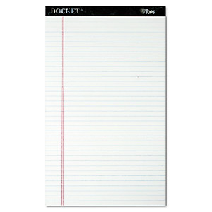TOPS Docket Writing Pads, 8-1/2" x 14", Legal Rule, White Paper, 50 Sheets, 12 Pack (63590)