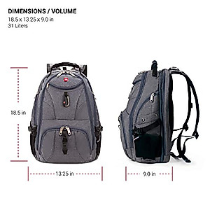 SwissGear 1900 Scansmart TSA 17-Inch Laptop Backpack, Gray Heather