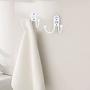 Zerodeko 6pcs Metal Wall Hooks Towel Hooks Coat Hook Robe Hook Vintage Hooks Coat Hook Door Hangers Clothes Cabinet Closet Sponges Wall Hook for Bathroom Bedroom Kitchen White