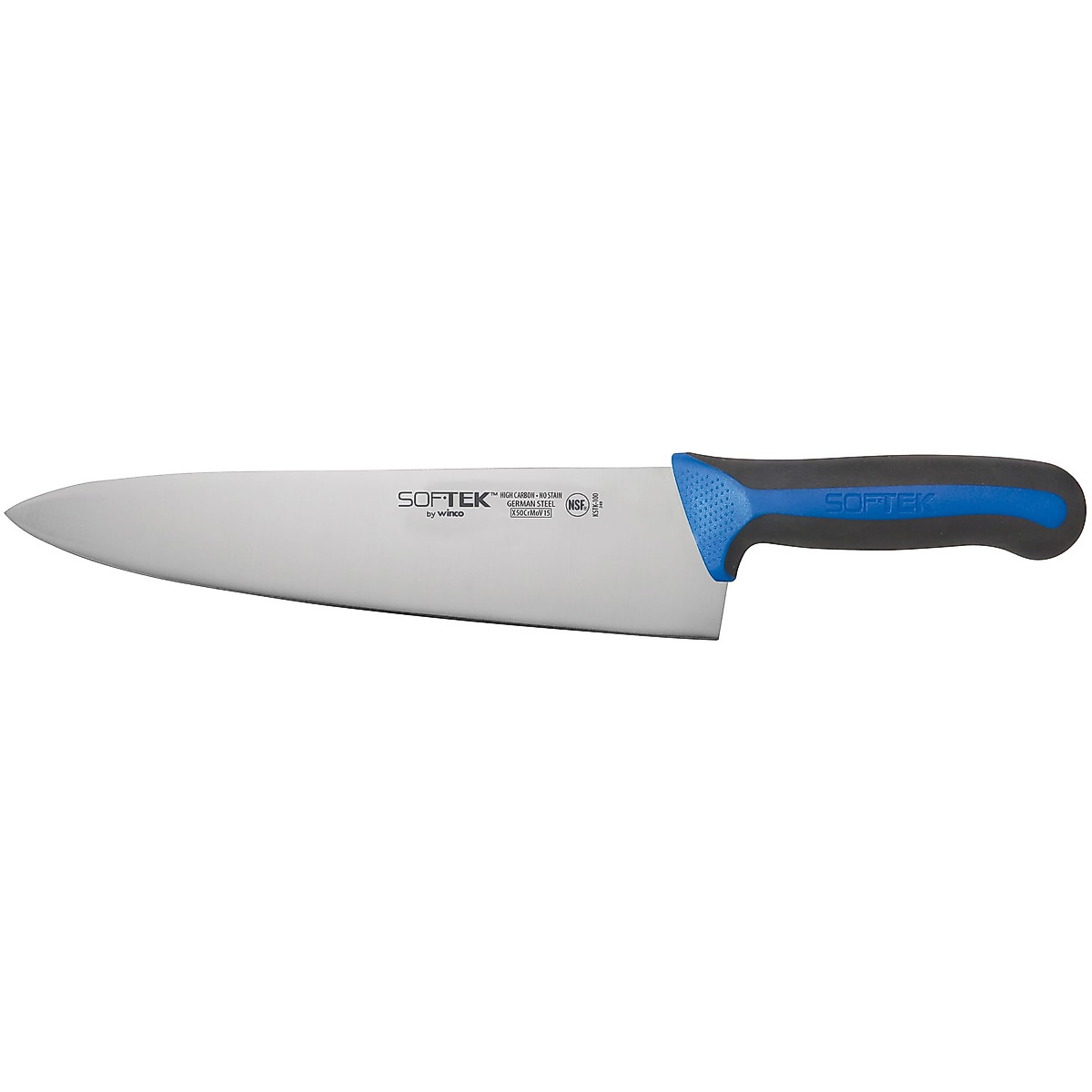Sof-Tek, 10" Cook's Knife, Soft Grip Handle,Silver/Black/Blue