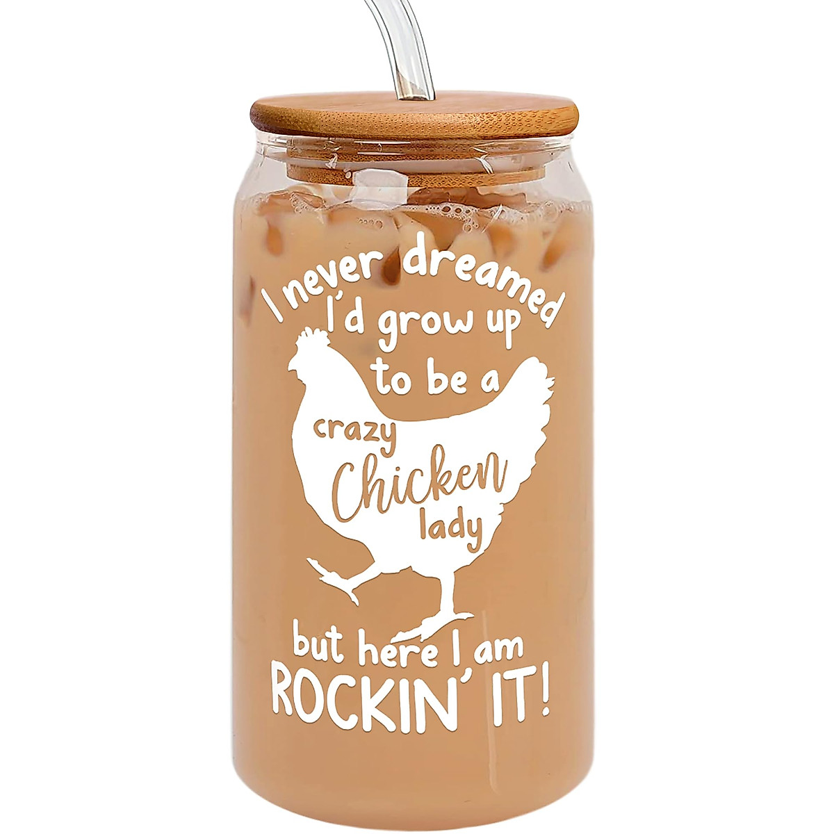 Chicken Gifts - Chicken Gifts for Women - Chicken Themed Gifts - Chicken Lover Gifts, Chicken Lady Gifts, Chicken Mom Gifts - Chicken Christmas Gifts - Chicken Farmer Gifts for Women - 20 Oz Can Glass