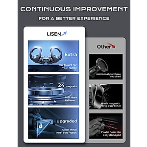 LISEN 2 Pack Fits MagSafe Car Mount - [24 Super Magnets] Magnetic Car Phone Mount, Air Vent Phone Holder Car, Hands Free Cell Phone Holder Clip for iPhone 15 14 13 Pro Plus Max Mini Mag Safe Case