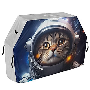 xigua Cat Astronaut Grill Cover 65 Inch Outdoor Heavy Duty BBQ Cover Waterproof Fade & Weather Resistant Gas Grill Cover for Most Grills