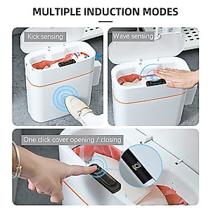 Kelendle Touchless Motion Sensor Trash Can - Automatic Garbage Can Kitchen Waste Bin Bedroom Trash Can with Lid for Home Office Decoration Orange Lid 4.5 Gallons