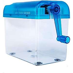Mini Manual Shredder - Blue Office Portable Hand Paper Cutter for Paper/Notes/Bills/Portrait/Photos Fits A6 Size or Folded to A6 Size Capacity 1.5L Straight Cut
